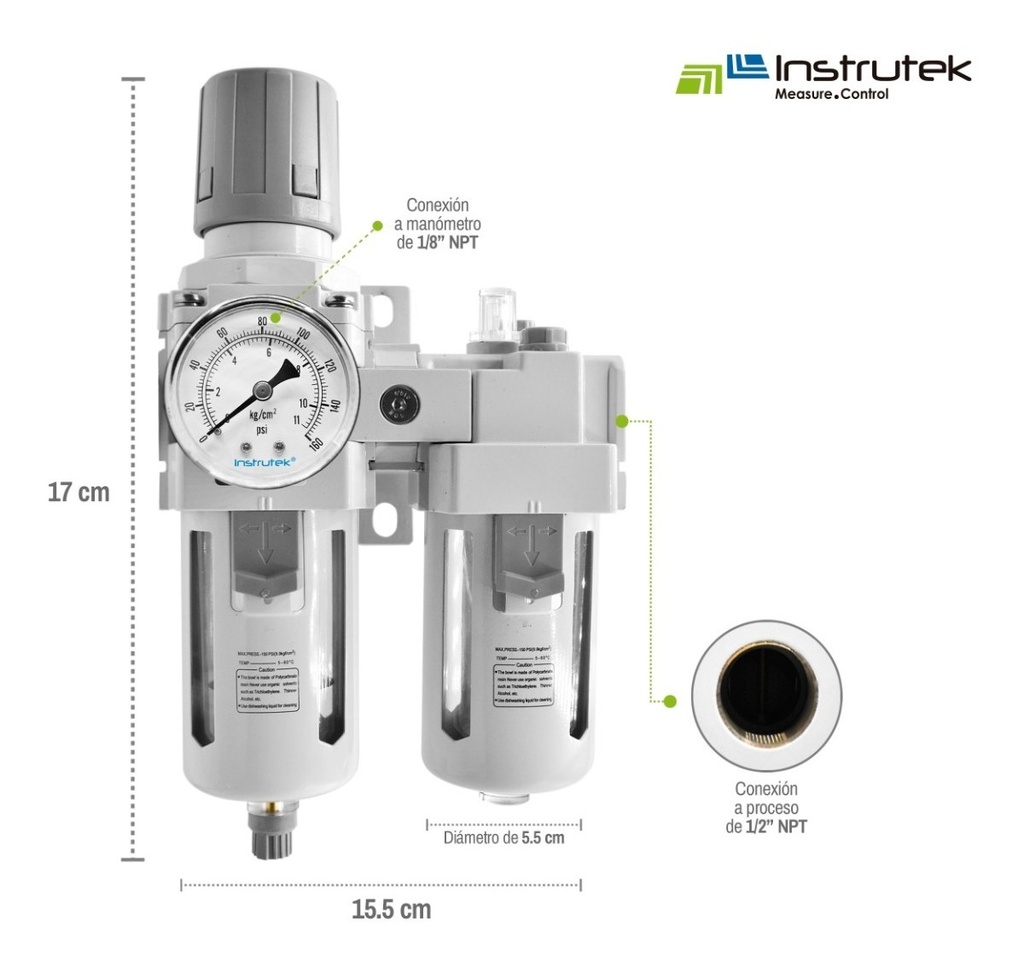 Unidad de mantenimiento de 1/2" NPT | Instrutek